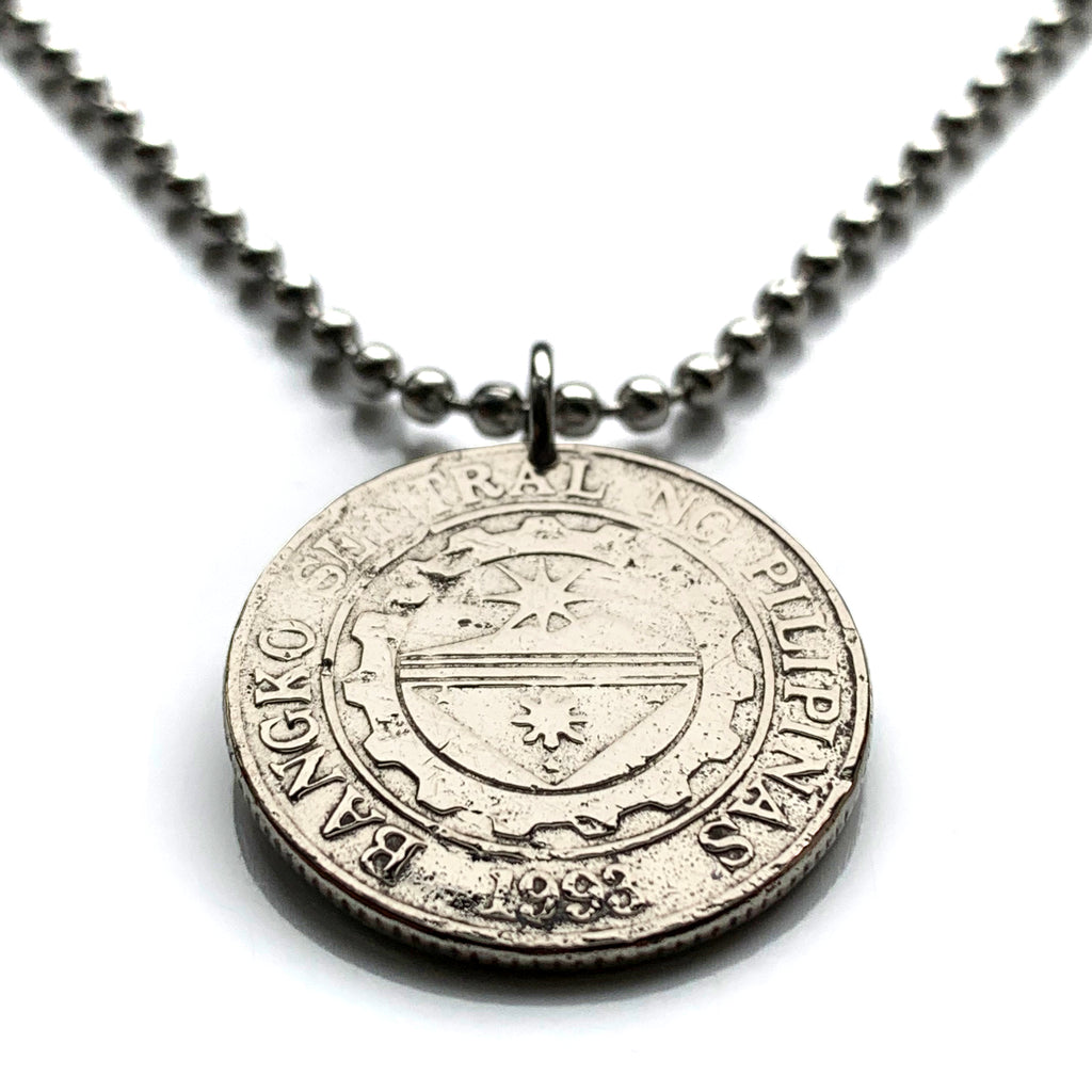 1993 2002 Philippines 1 Piso coin pendant Eskudo Filipino Bangko Sentr ...