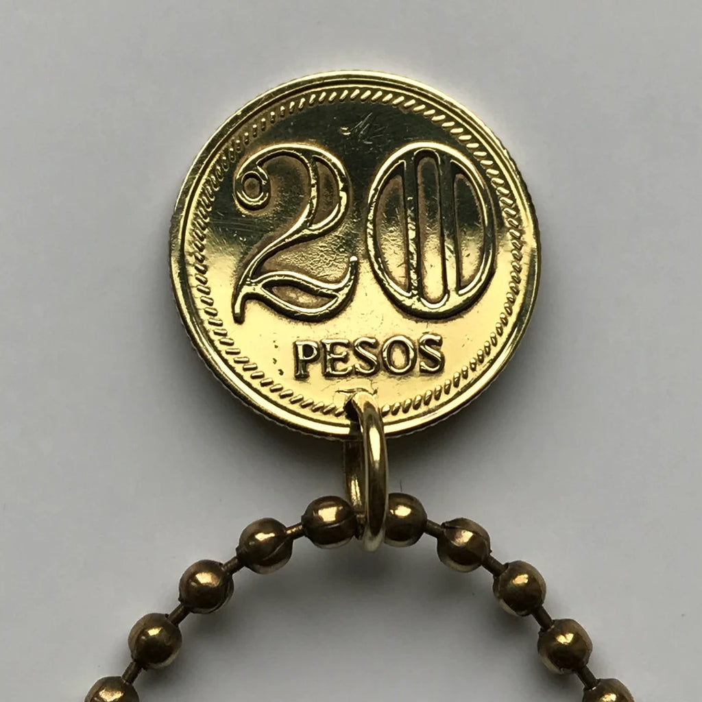 2004 Colombia 20 Pesos coin pendant necklace Colombian jewelry Simon B ...